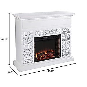 SEI Furniture Wansford Contemporary Electric Fireplace, White/Mirror