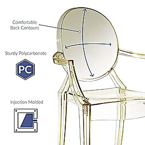 Modway Casper Modern Acrylic Stacking, Two Dining Armchairs, Yellow
