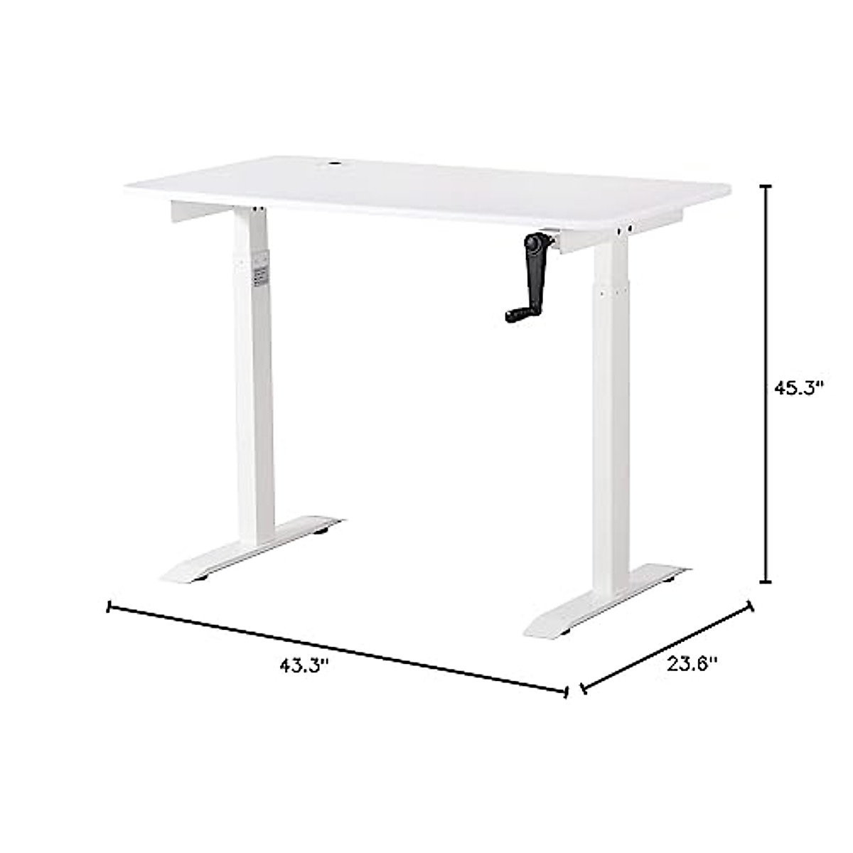 UNICOO - Crank Adjustable Height Standing Desk, Adjustable Sit to Stand up Desk,Home Office Table, Computer Table, Portable Writing Desk, Study Table (White Top/White Frame - NTCSET-01-WW)