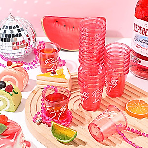 Bokon 24 Pcs 21st Birthday Shot Glass Finally 21 Birthday Shot Necklaces Cups Plastic 21st Shot Glass on Beaded Necklaces for Adults Party Supplies Favors Decorations(Hot Pink)
