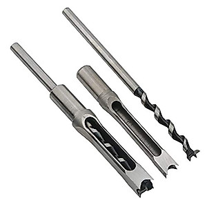 Rowiz 3pcs Woodworking Square Hole Drill Bits Mortising Chisel Set, Countersink Bits Woodworker Hole Saw Power Tool Kits Tool Set 9/16, 5/8, 3/4-Inch