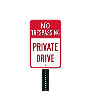 SmartSign - K-5893-AL-12x18 "No Trespassing - Private Drive" Sign | 12" x 18" Aluminum
