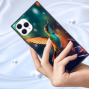 KOLHUBI Case Compatible with iPhone 13 Pro Max Designer Hummingbird Art-067 Metal-Plated Protective Cover Unique Design Suitable for Wireless Charging iPhone 13 Pro Max Fashion Pattern