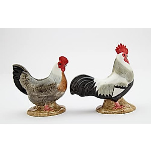 StealStreet SS-CG-20883 Painted Pair of Roosters Salt and Pepper Shakers Set, Black, 3 5/8" x 2 3/8" x 3 7/8"H