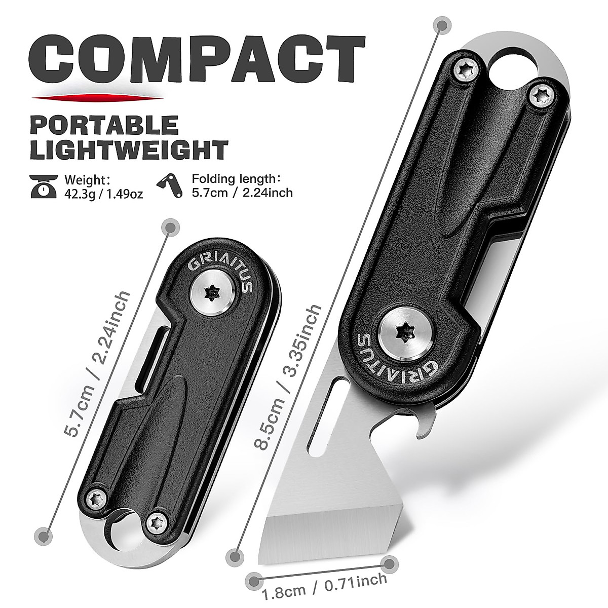 Multitool Pocket Knife, EDC Folding Knives, Small Pocket Knives with Bottle Opener Mini Pry Tool, Gifts for Men Dad Everyday Carry Keychain (black)