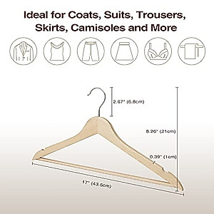 FairyHaus Wooden Hangers 20 Pack, Natural Wood Hangers with 360° Swivel Hook and Notches, Slim & Lightweight Hangers Wood for Clothes Coat Suit Jacket