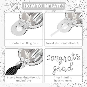 KatchOn, Silver Congrats Grad Balloons - Script, 16 Inch | Congratulations Balloons for Graduation Decorations Class of 2024 | 2024 Graduation Balloons, Graduation Balloons Class of 2024 Decorations