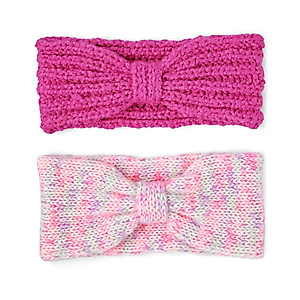 The Children's Place Girls' 2-Pack Headwrap, Winter Ear Warmer Headband, NEON Pink Sizzle, S/M(4-7YR)