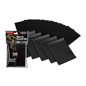 BCW Deck Guard - Double Matte Black Card Sleeves | Acid-Free, Archival-Safe, No PVC | Anti-Glare Matte Finish | Fits Standard 2½" x 3½" Game Cards | Durable Deck Protector Sleeves | 100 Ct