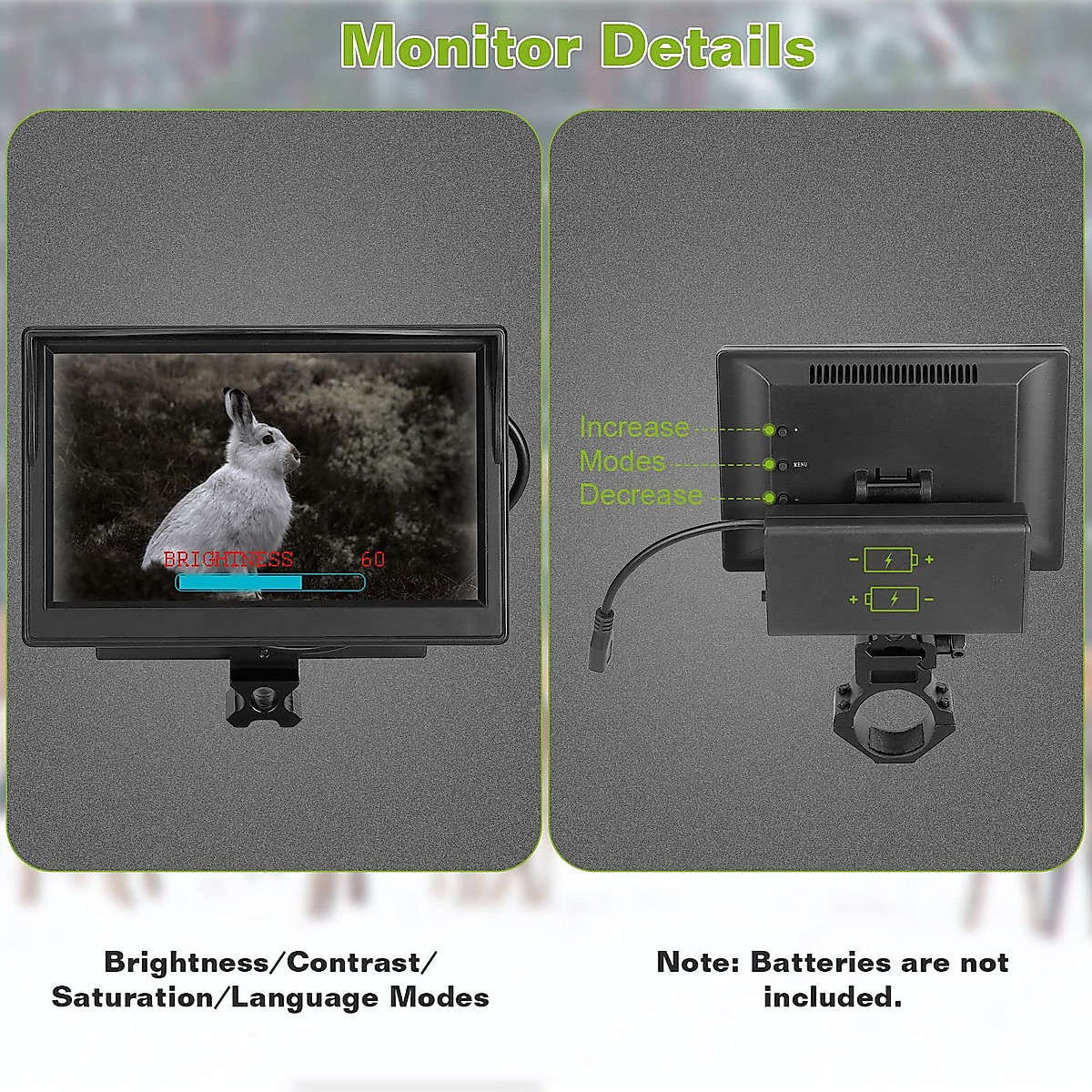 Night Vision Scope for riflescope, Moclever 850nm Infrared Illuminator, 5" Portable Display Screen Digital Night Vision Scope Hunting