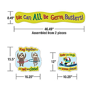 Carson-Dellosa One World Social Distancing Germ Busters Bulletin Board Set, Carson Dellosa Classroom Decorations, 9 Pieces (110512)