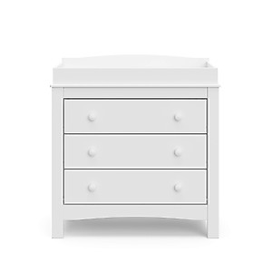 Graco Noah 3 Drawer Chest with Changing Topper (White) – GREENGUARD Gold Certified, Baby Dresser With Changing Table Top, Dresser for Nursery, 3 Drawer Kids Dresser