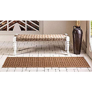 Unique Loom Outdoor Modern Collection Area Rug - Links (2' 2" x 6' 1" Runner, Light Brown/ Brown)