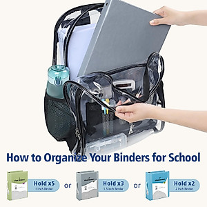 F-color Clear Backpack, Large Heavy Duty Sturdy Waterproof PVC Transparent Clear Bag for Men, Women, Boys, Girls, Stadium, School, Travel, Black