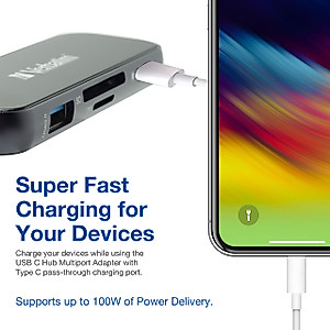 Verbatim 6-in-1 USB C Hub - Type C Hub w/ 100W PD, USB 3.0, SD Card Readers, 4K HDMI, 3.5mm Audio USB Hub for Laptop, Portable & Compact USB-C Hub