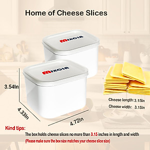 Mixcia 2Pack Cheese Storage Container for Fridge, Sliced Cheese Holder with Lids, Keeps Cheese Fresh and Delicious Cheese Container, Plastic Sliced Cheese Container Set(Cheese Containers)