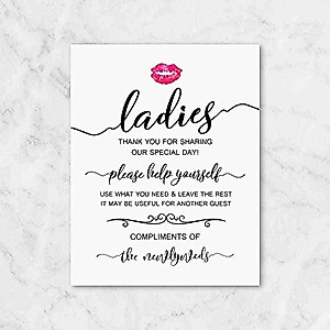 Wedding Bathroom Sign, Basket Signs, Women and Men Hospitality Basket, His and Hers Bathroom Signs, Help Yourself, 8x10 Inch Unframed, Set of 2