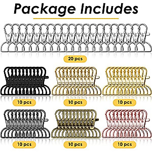 Swivel Clasp Hooks, Anezus 80Pcs Key Chain Clip Hooks, D Ring Clip Lanyard Hardware for Keychain Making, Lanyard Making, Purse Hardware, DIY Craft (3/4” Inside Width)