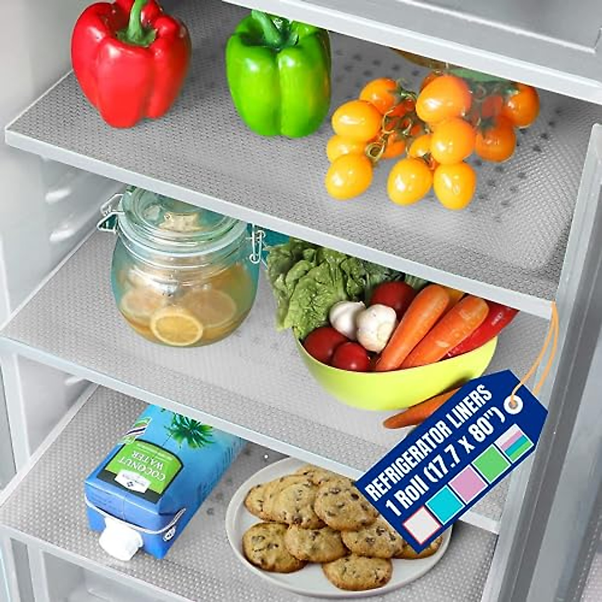 Refrigerator Liners for Shelves by Linda’s Essentials - Refrigerator Shelf Liners for Glass Shelves Protects Against Spills - Multi-Use Shelf, Drawer and Fridge Liners - BPA Free Clear