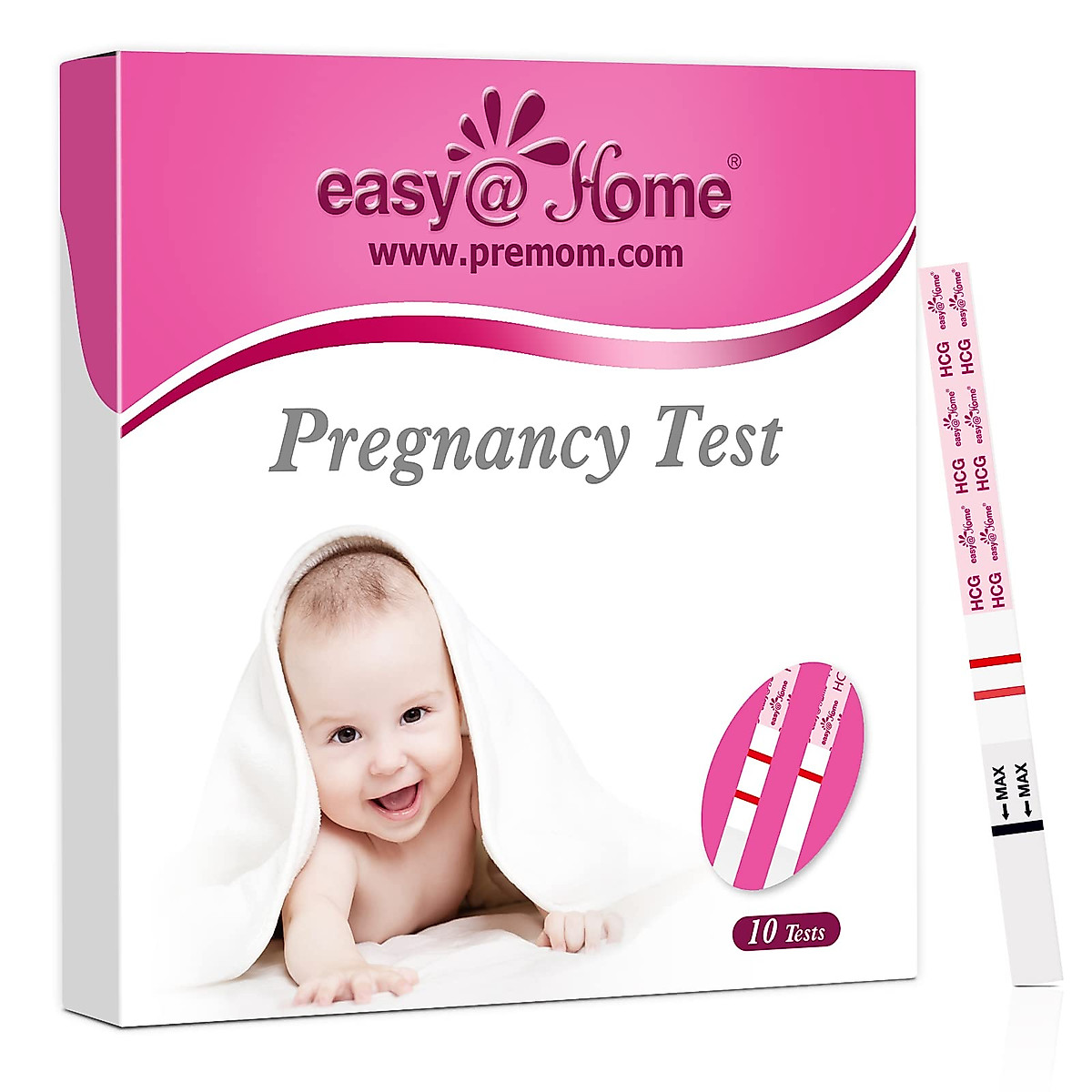 Easy@Home Pregnancy Test Strips Kit: 10 Pack HCG Test Strips - Early Detection Home Pregnancy Test
