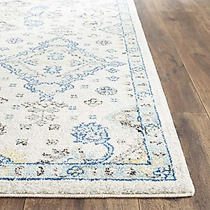 SAFAVIEH Evoke Collection 6'7" x 9' Ivory / Light Blue EVK224C Boho Oriental Non-Shedding Living Room Bedroom Dining Home Office Area Rug