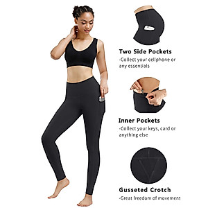 Fengbay 2 Pack High Waist Yoga Pants, Pocket Yoga Pants Tummy Control Workout Running 4 Way Stretch Yoga Leggings