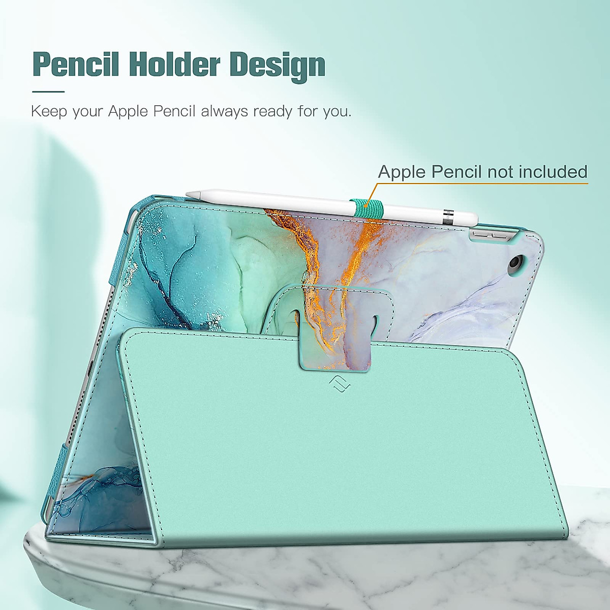 Fintie Folio Case for iPad 9th / 8th / 7th Generation (2021/2020/2019) 10.2 Inch - [Corner Protection] Premium Vegan Leather Stand Back Cover w/Pencil Holder, Auto Sleep/Wake, Emerald Marble