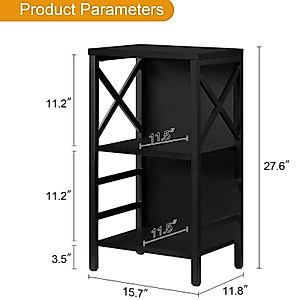 MNEETRUNG Small Bookcase,3 Tier Industrial Bookshelf with Metal Frame and Backboard,Low Black Book Shelf,Small Book case for Small Spaces,Living Room,Bedroom and Home Office