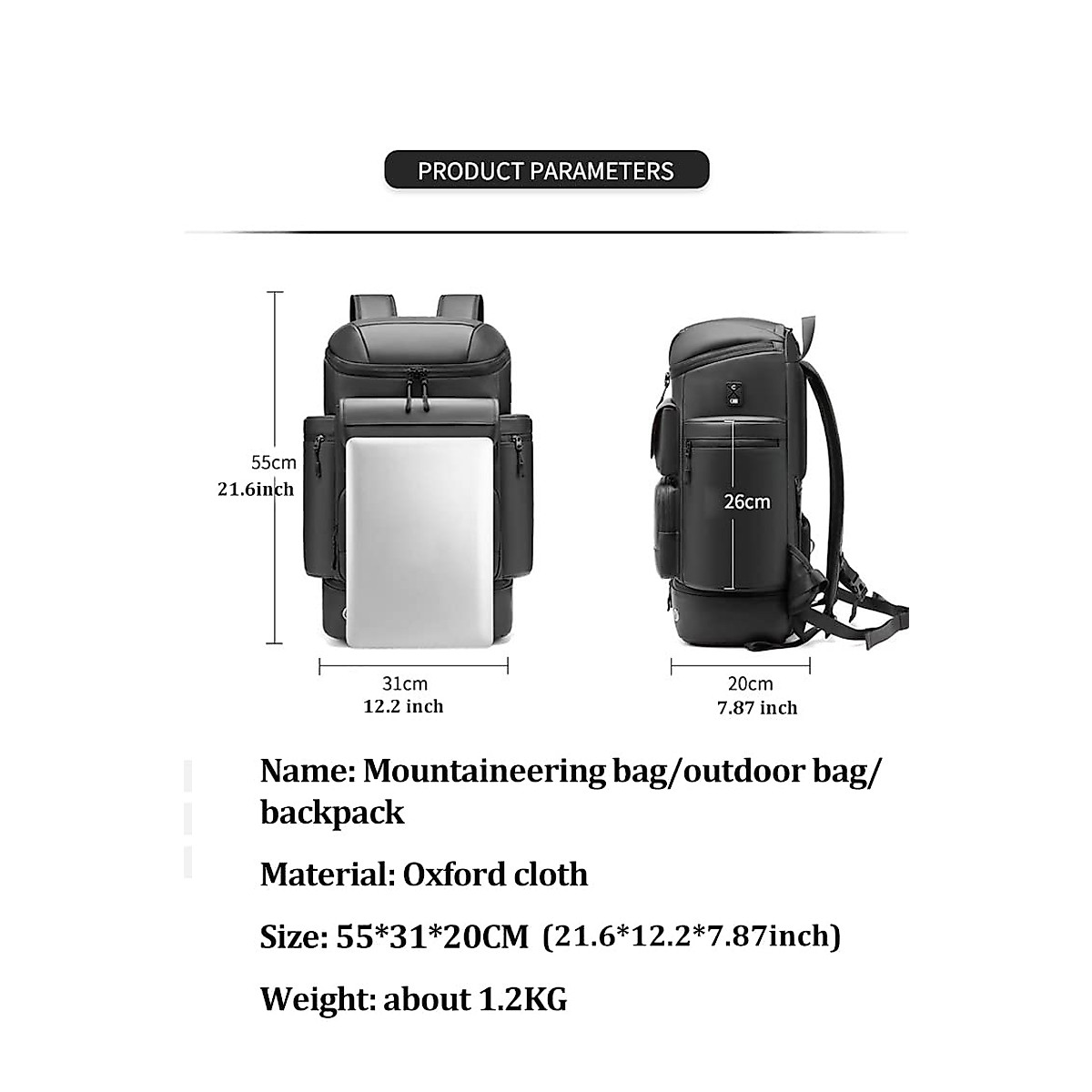 Men large capacity travel backpack,50L waterproof hiking trekking Backpack With separate shoe bag,Business work Laptop Backpack