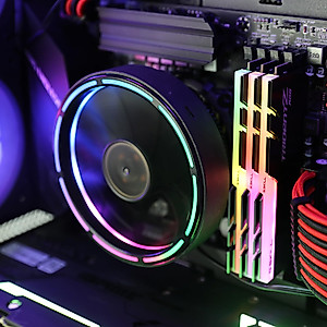 Vetroo M2 CPU Cooler, Black Aluminum Fins LED Ring Lighting Hydraulic Bearing 90W TDP Air Cooler for Intel LGA 1700/1200 & AM5/AM4/AM3+/AM3/115X