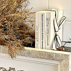 Wooden Decorative Books for Home Decor with an Extra Compartment and Unique Ribbon - White Faux Book Stacks - Decoration for Living Room - Decor Books for Coffee Table_Ideal Gift