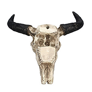 Tvoip 1Pcs Resin Wall Hanging Horn Skulls Steer Bull Head Sculpture Long Horn Cow Skull Wall Hanging Mounted Longhorn Steer Resin Wall Deco (NO.1)
