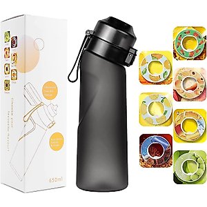 TUOZHE Sports Water Bottle, 650ml Fruit Fragrance, 7 Flavour Pods, BPA Free, 0 Sugar, 0 Calorie, Hiking, Running, Fitness, Travel, Plastic, 650ml, Reusable