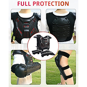 Kids Dirt Bike Gear - StarknightMT Youth Motorcycle Riding Protective Gear ATV Chest Protector Motocross Armor Suit for Boys Girls Mountain Biking Cycling, Black