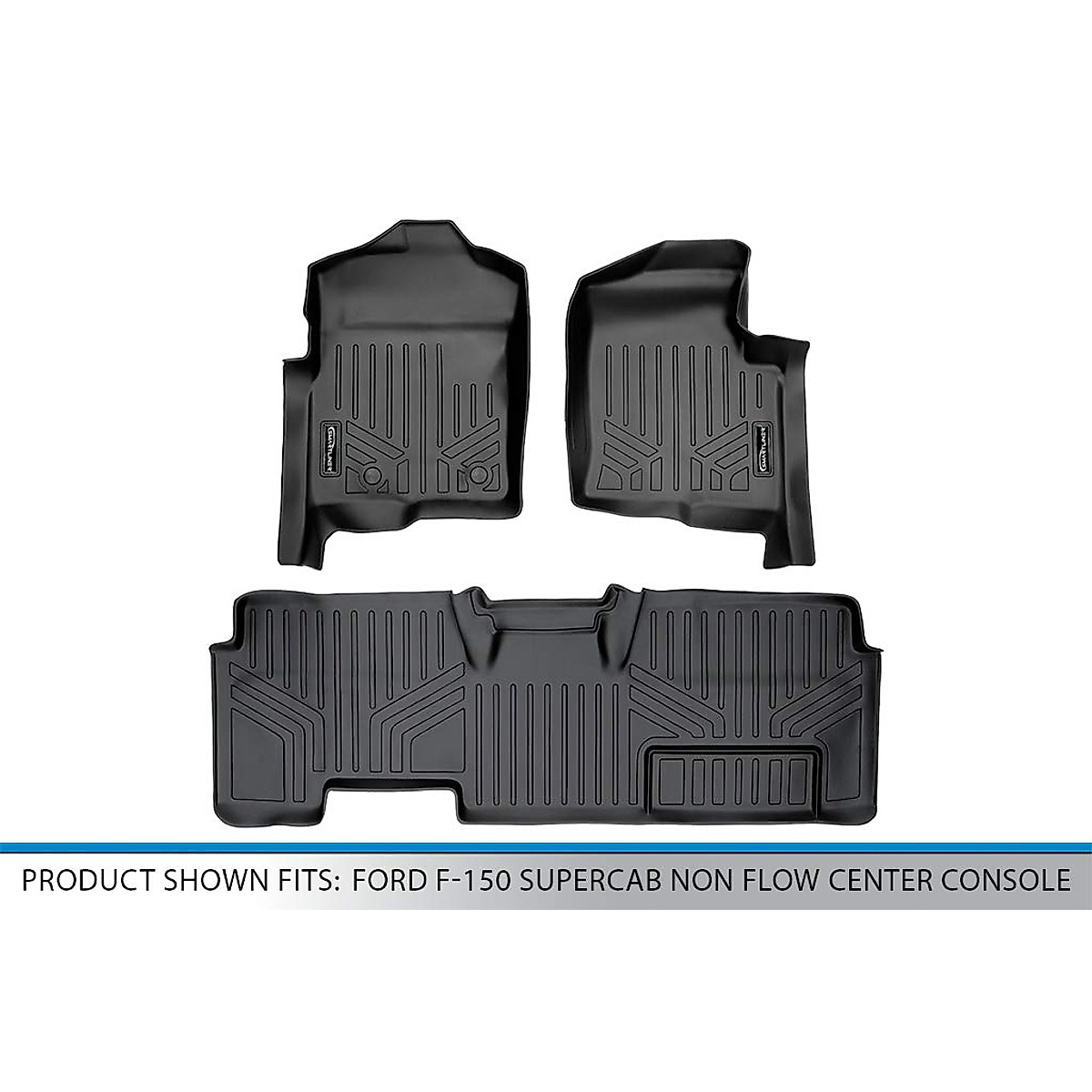 MAXLINER Custom Fit Floor Mats 2 Row Liner Set Black Compatible with 2011-2014 Ford F-150 SuperCab Non Flow Center Console