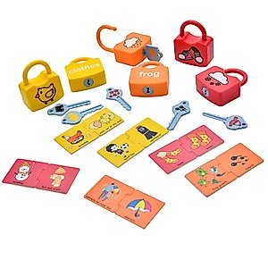 Montessori Lock and Key Set Kids Learning Locks with Keys Montessori Toys Materials for Toddlers Ages 3 yrs+ Boys and Girls Preschool Education Games Gift (ZSRCSH)