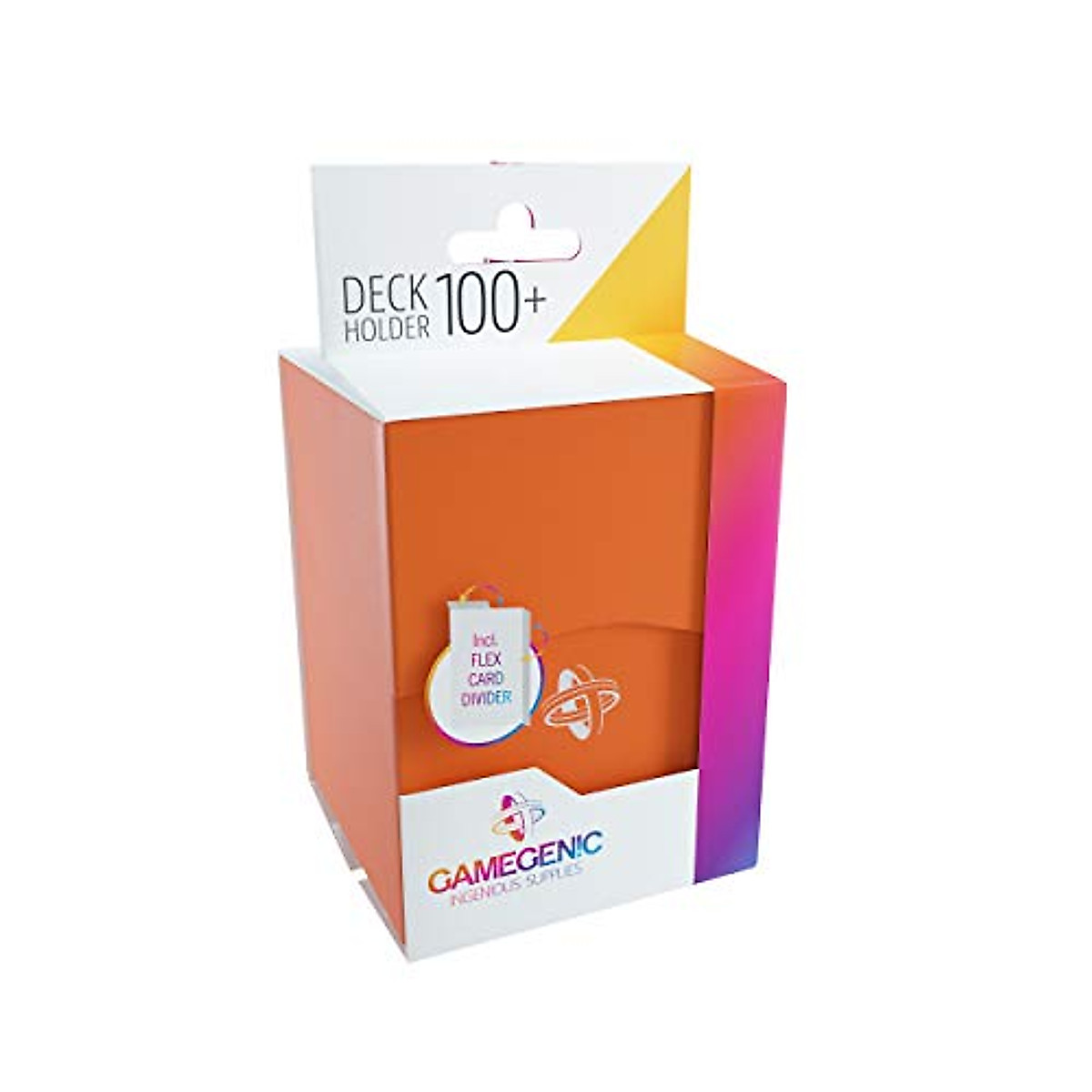 Gamegenic Deck Holder 100+ Casual Deck Box | Double-Sleeved Card Storage with Flex Card Divider | Premium Card Game Protector | Cobra Neck Technology | Holds up to 100 Cards | Orange Color | Made