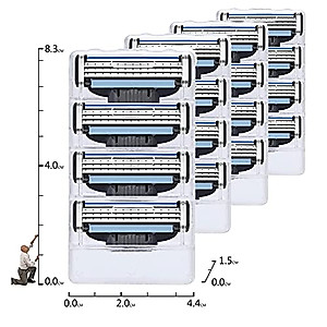 Razor Blades Refills for Gillette, Mens Razor Blades, Turbo Razor Blades Refills for Gillette, with Precision Cut Stainless Steel Blades for Gillette, for Longer Hair Hard to Shave Spots