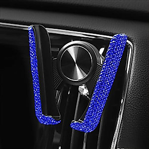 OSIRCAI Bling Car Mount Stand Phone Holder, Universal Crystal Rhinestone Cell Phone Holder Mini Car Dash Air Vent 360° Adjustable Auto Phone Mount Car Accessories for Women Girls Blue
