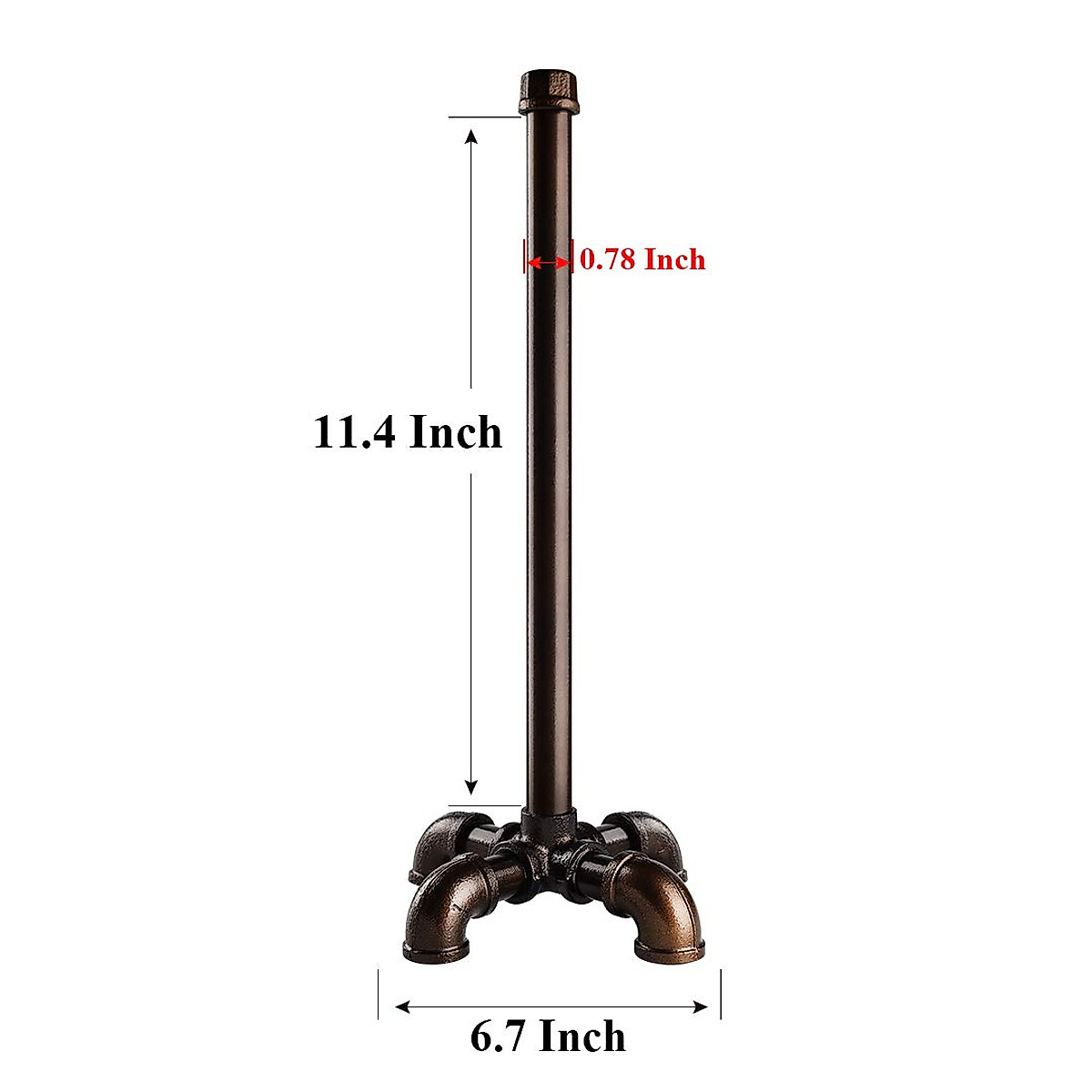 TLBTEK Floor Toilet Paper Holder Stand, Black Iron Farmhouse Paper Towel Rack,Rustic Industrial Vintage DIY Style Pipe Roll Tissue Holder Heavy Duty for Bathroom, Bedroom, Kitchen (Brown)