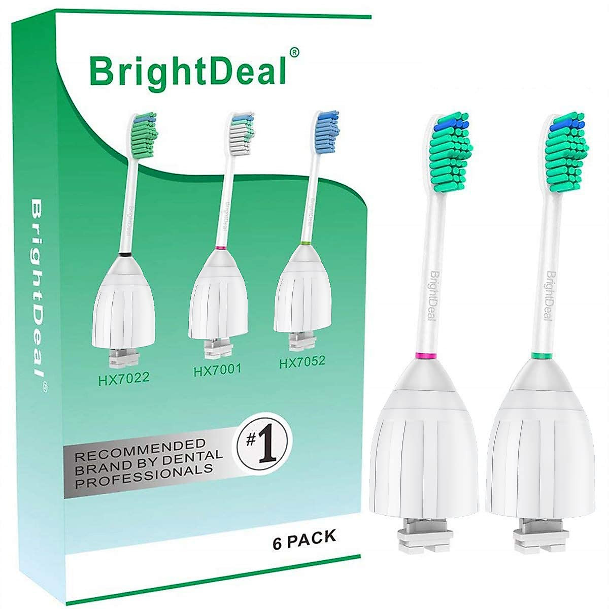 Brightdeal Replacement Brush Heads Compatible with Philips Sonicare Toothbrush Essence Xtreme Elite and Advance HX7022/66, 6-Pack