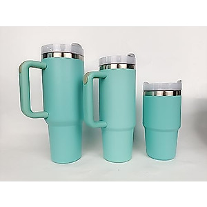 YOUEXPERT 40 oz Thermos Tumbler with Handle and Straw with lid Car Mug with Outdoor Sports Travel Stainless Steel Sippy Mug Gifts 2st (eucalyptus)