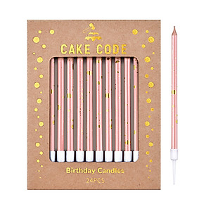 CAKE CODE Pink Gold Long Thin Birthday Candles, Cake Candles, Birthday Parties, Wedding Decorations, Party Candles