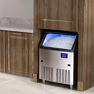 Coolake Commercial Ice Maker Machine 320lbs/24H with 120lbs Storage, Stainless Steel Under Counter Freestanding Ice Maker, Water Filter Reduce Scale up to 99% for Home Bar Restaurant, ETL Approval