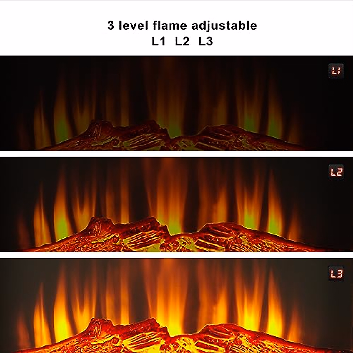 25 Inch 1400W Electric Fireplace Mantel Stove Heater, Portable Freestanding Space Heater with Overheating Safety Protection, Remote Control and Realistic Flames for Indoor & Outdoor（White）