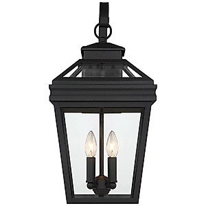 John Timberland Stratton Street Traditional Outdoor Wall Light Fixture Textured Black Lantern 22" Clear Glass for Exterior House Porch Patio Outside Deck Garage Yard Front Door Garden Home