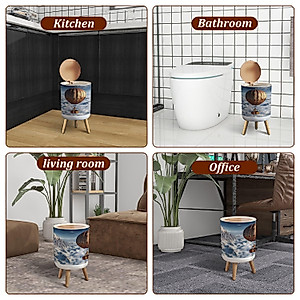 LGCZNWDFHTZ Small Trash Can with Lid Fantasy hot air Balloon Snow Covered Mountains Garbage Bin Pet Proof Waste Basket for Kitchen Bathroom Office Bedroom Decorative 1.8 Gallon