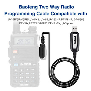 BAOFENG USB Programming Cable CH340 Chip for UV-5R BF-F8HP 5RM UV-21R GMRS UV-5G Plus GM-15PRO GM-5RH GM21 K5PLUS AR-152 UV-17R TIDRADIO TD-H3 8 Quansheng UV-K5 8 Ham Radio