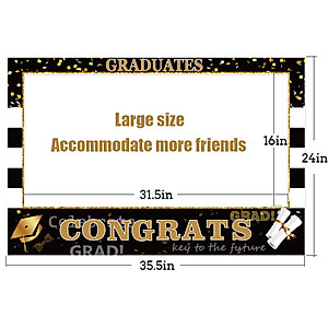 2024 Graduation Photo Props Frame Black and Gold Large Size High School College Graduation Selfie Favors Decorations
