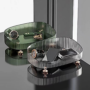 Makeup Perfume Organizer, Bathroom Vanity Tray, Decorative Dresser Tray, Countertop Organizer Tray for Cosmetics, Clear